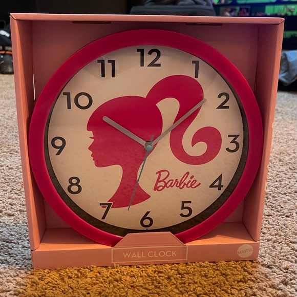 Mattel | Wall Decor | Barbie Silhouette Pink Wall Clock Analog Large ...
